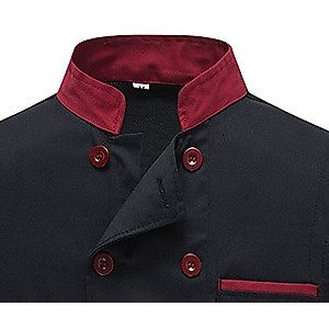 Chef Jackets Waiter Coat Short Sleeves Back and Underarm Mesh Size US: XL Black(Label:XXXL)