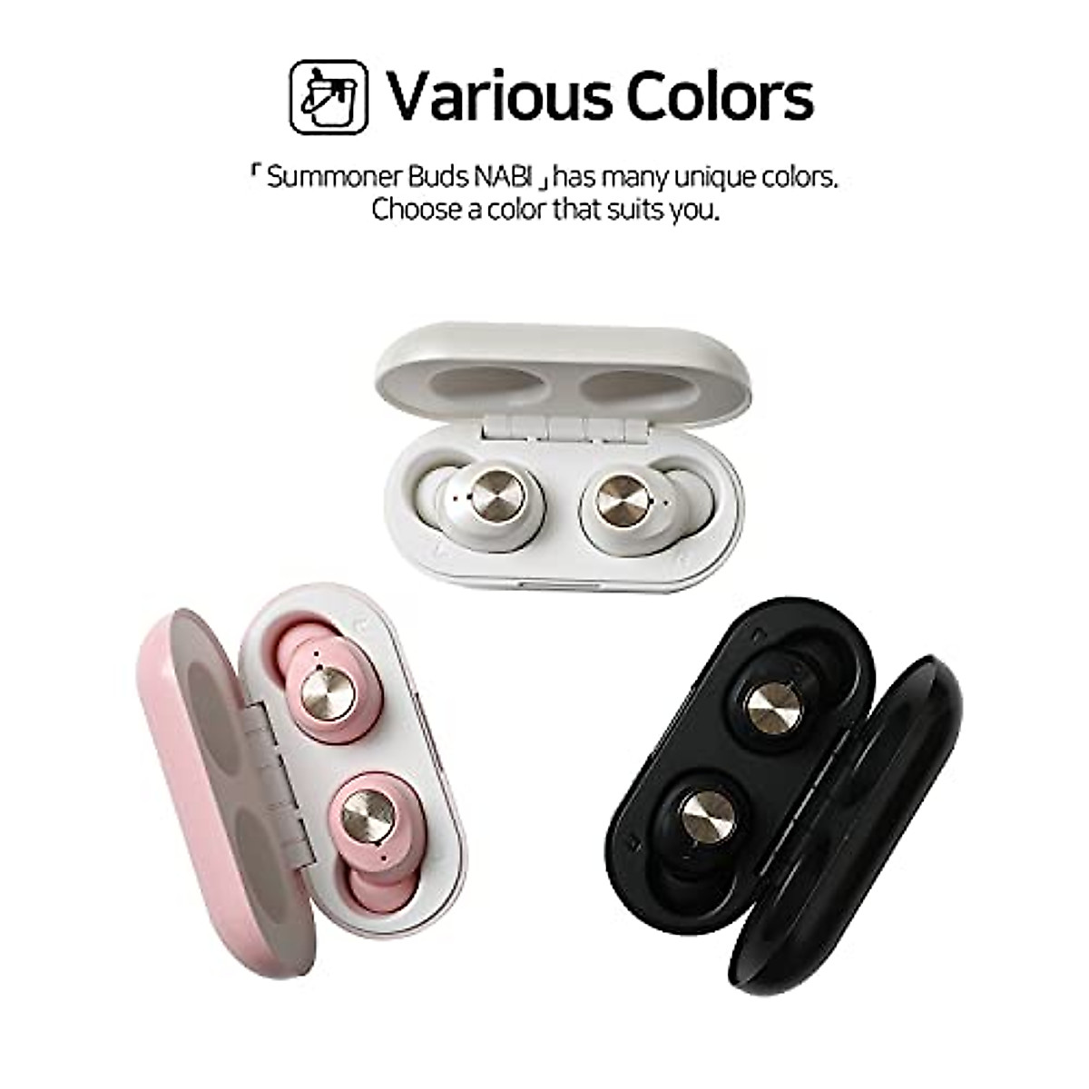 Summonerbuds NABI Black Bluetooth 5.0 True Wireless Earbuds IPX5 Waterproof, in-Ear Earphones with Microphone, Wireless Chargable