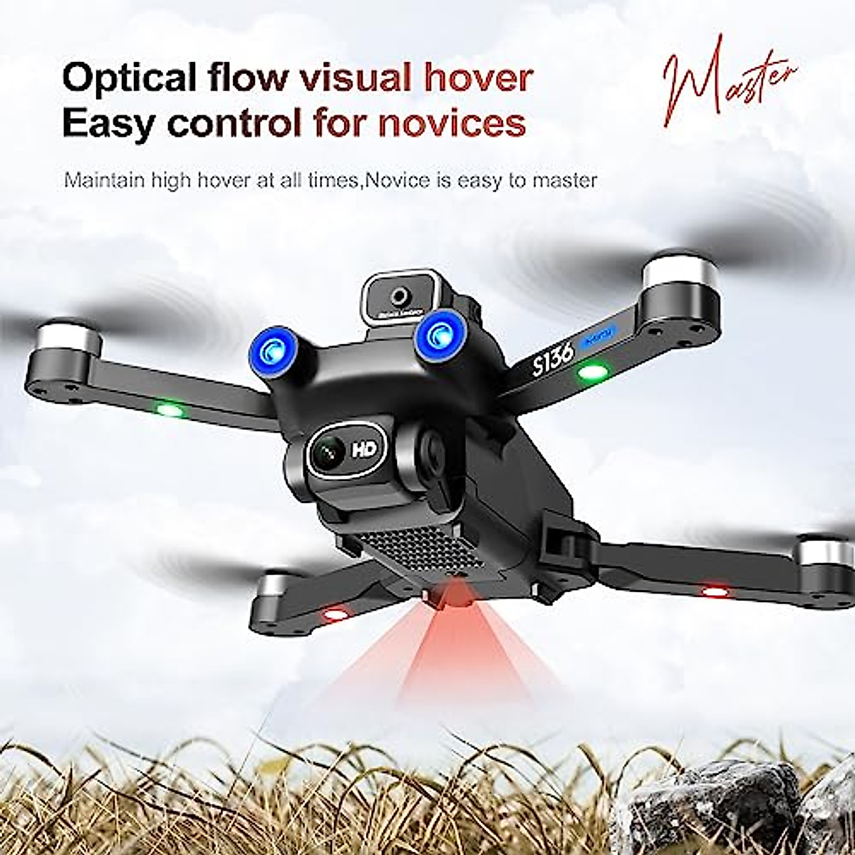 RHOOTZ GPS Drone with HD ESC Camera for Adults, Foldable RC Quadcopter Brushless Obstacle Avoidance UAV for Beginners Kids with Follow Me, Optical Flow,Headless Mode, Altitude Hold