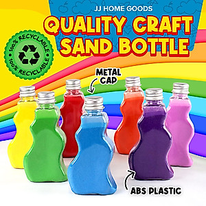 JJ CARE Sand Art Bottles [12 Wave-Shaped Sand Bottles + 6 Small & 6 Large Funnels] Plastic Sand Art Containers for Kids, Sand Art Bottles Bulk for Arts & Crafts, Sand Bottles for Sand Art Supplies