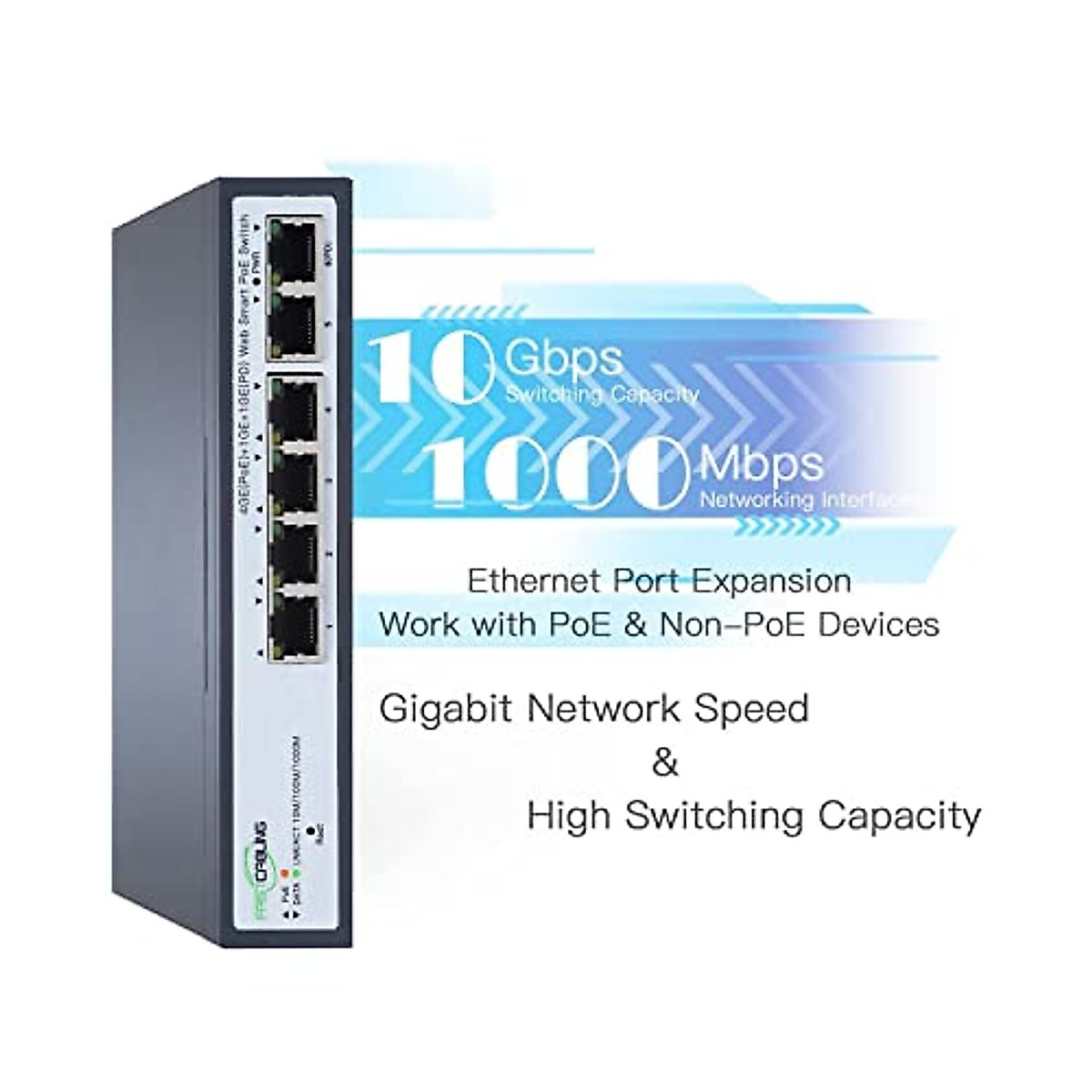 FASTCABLING PoE Passthrough Switch 4 Port, VLAN, QoS, Expand Network Port with Existed Cat5e/Cat6 Cable, Managed 60W PoE Powered Switch, IEEE802.3at/bt