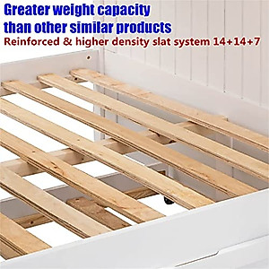 SNIFIT Stronger & Upgraded Version Solid Wood Full Over Full Bunk Bed with Trundle, Thickened More Stable Safer Full Size Bunk Bed Frame with Trundle and Reinforced Ladder, Easier to Assemble (White)
