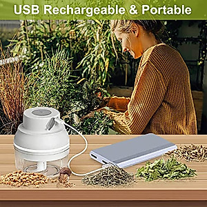 Andekas Electric Herb Grinder - 3.9"/3.4oz Large Capacity Grinder with USB Rechargeable and Brush, Perfect for Grinding Spices & Herbs (White)