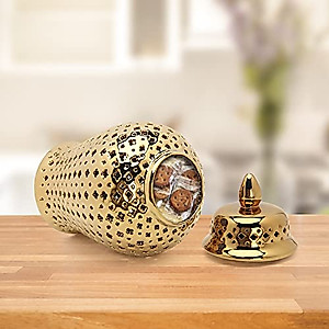 Garende Ceramic Ginger Jar, Ceramic Hollow Out Porcelain Storage Jar Temple Jar Flower Holder Vase Countertop Collection Home Decoration