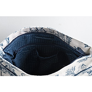 Maison d' Hermine Cross Body Bag 100% Cotton Canvas Hand Bag Shoulder Bag for Women Men Shopping Travel Everyday Use Multi Zippered Pocket Sling Bag (The Miller - Blue)