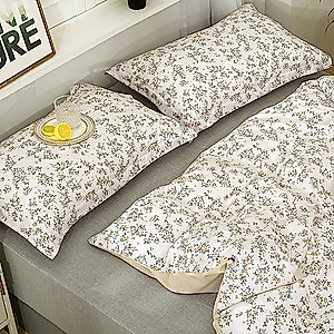 McVernon's Floral Duvet Cover Queen Size 3 Pieces, Flower Queen Duvet Cover with 2 Pillow Shams, Soft Bedding Set for All Season, Breathable, Zipper Closure, Queen(90''x90'')