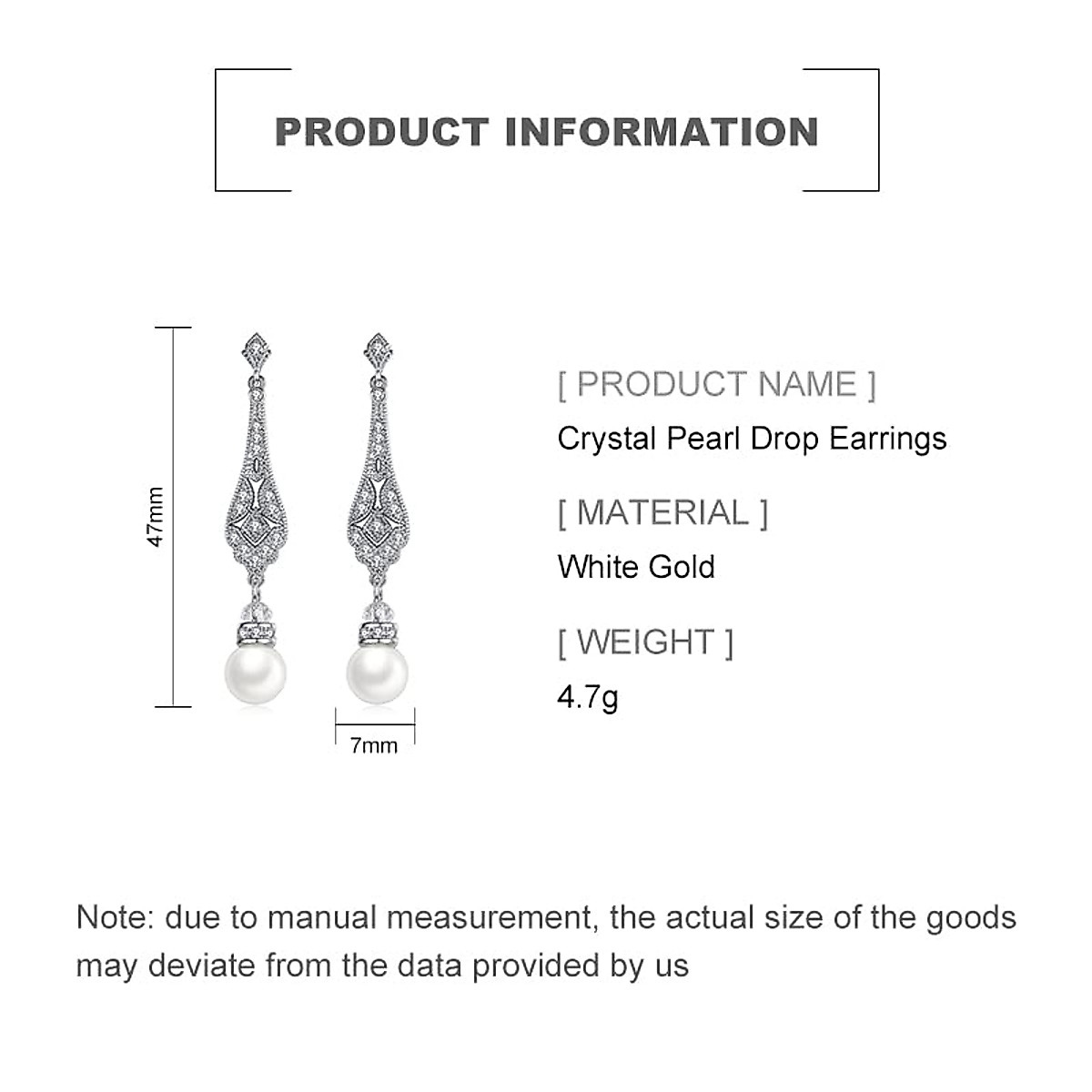 PAENENPH 14k Gold Pearl Crystal Drop Earrings, Elegant Freshwater Cultured Pearl Earrings for Women, Fashion Jewelry Gift for Her