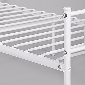 SimLife Metal Twin Bed with Storage Solid Steel Legs Great for Boys and Girls Toddler Princess Bed Frame Kid's Day Bed No Box Spring Need White
