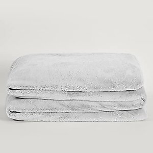 UnHide Cuddle Puddle - Faux Fur Blanket - Oversized, Lightweight, Extra Soft Blanket - Machine Washable - Add a Layer of Softness to Any Bed or Couch - 100” x 100” - Silver Fox