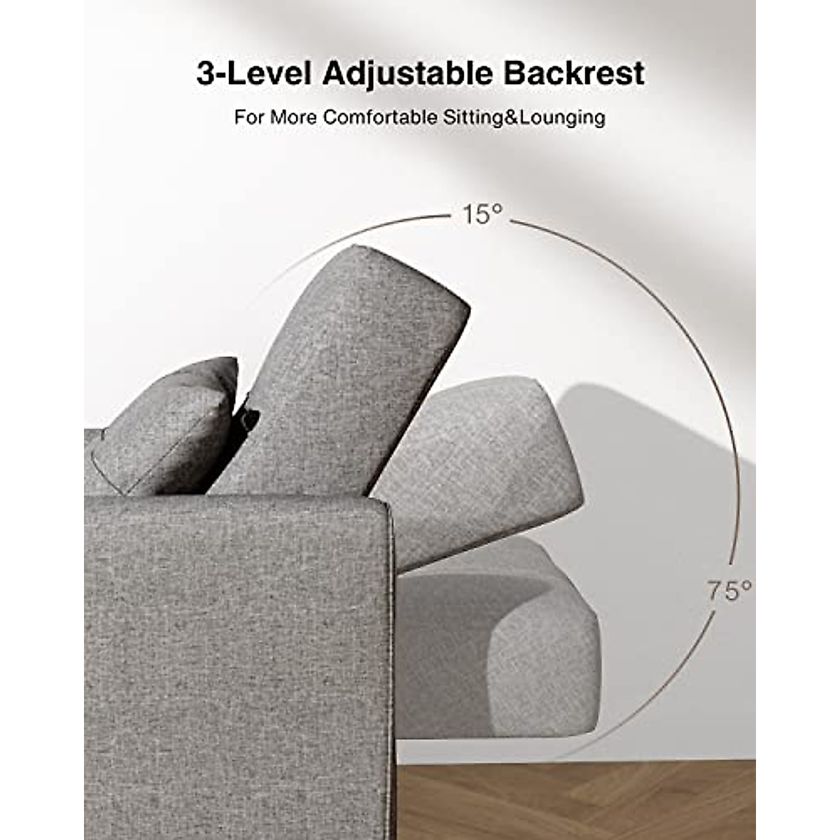 Sleeper Chair Bed, 3-in-1 Convertible Chair Bed, Adjustable Recliner Sofa Bed with Pillow, Multi-Functional Folding Sleeper Chair Bed, Single Bed Chair with Modern Linen Fabric for Apartment, Gray