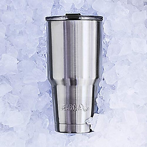 MalloMe BEARCLAW Insulated Tumbler With Handle & Straw - Stainless Steel Tumblers Coffee Travel Mug - Reusable Insulated Cup for Water with Brush, 2 Lids & Straws - Splash-Proof 30 Oz Silver