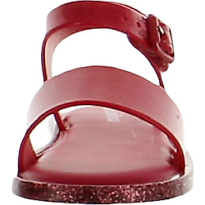 Mini Melissa Girls Flat Sandals, Pink/Pink Glitter, 8 Toddler