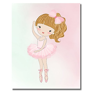 Cute Ballerina Dancer Girl Prints - Bedroom Playroom Wall Art Decor Prints - Set of 4 (8 Inches X 10 Inches) Photos