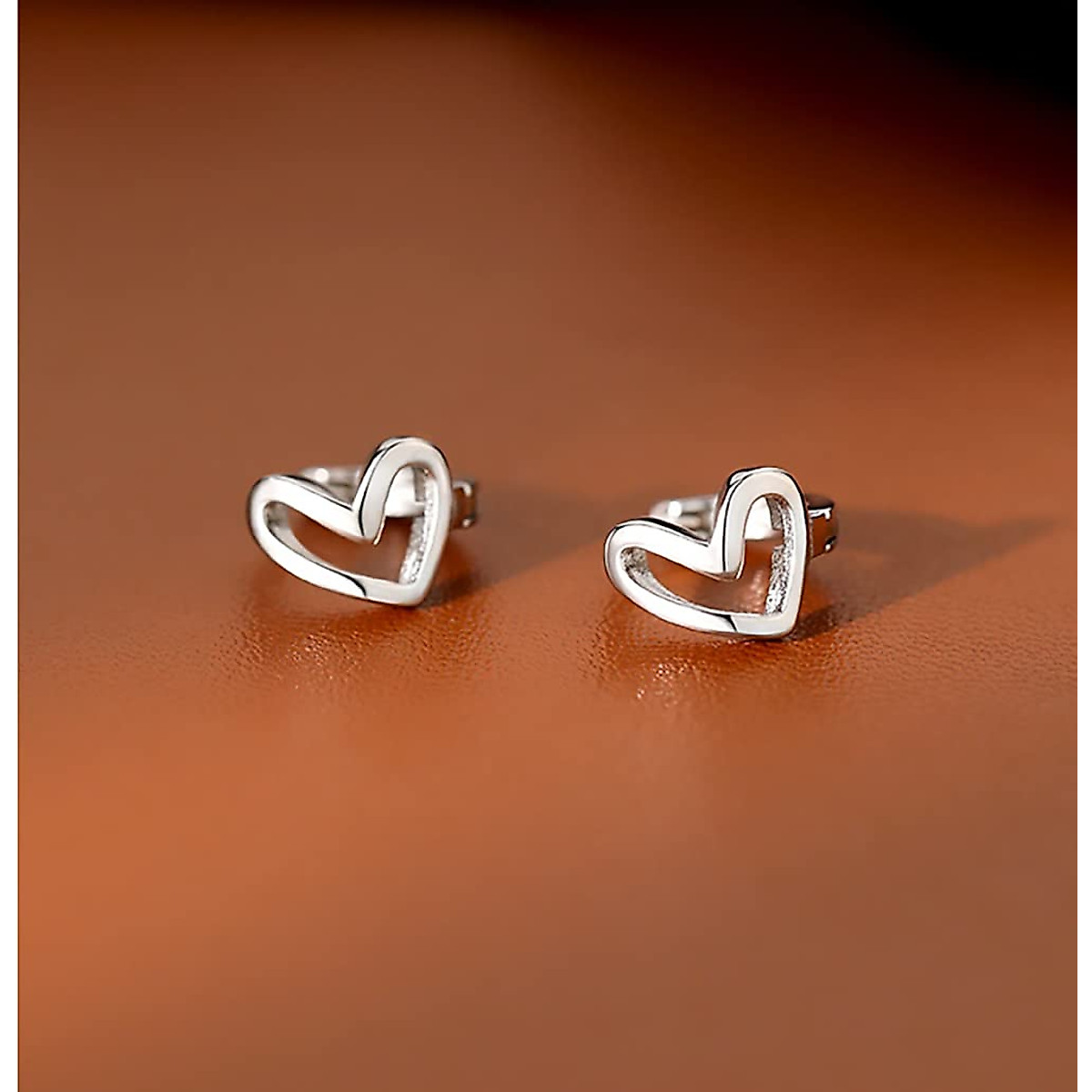 Reffeer Solid 925 Sterling Silver Love Heart Huggie Earrings Hoops for Women Teen Girls Heart Hoop Earrings Huggie (A-Silver)