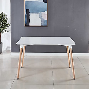 Dining Room Table Kitchen Table Set with Wooden Legs Modern Mid Century Leisure Coffee Table, Rectangular 45 x 30 x 30 Inch, White