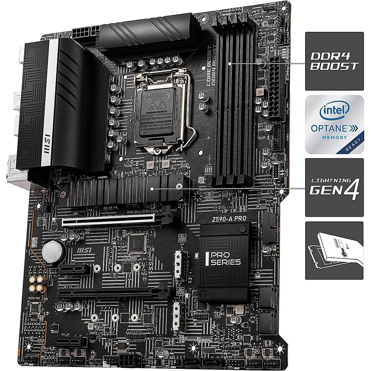 MSI Z590-A PRO ProSeries Computer Gaming Motherboard (ATX, 11th/10th Gen Intel Core, LGA 1200 Socket, DDR4, PCIe 4, M.2 Slots, USB 3.2 Gen 2, 2.5G LAN, DP/HDMI) Intel PC Motherboards (Renewed)