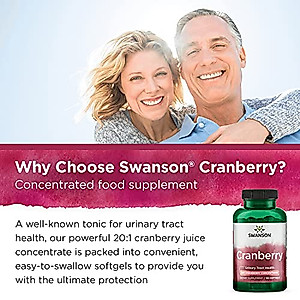 Swanson Cranberry - Supports Urinary Tract Health, Bladder Control, and Promotes Healthy Kidney Function - Cranberry Supplement Made with 20:1 Cranberry Juice Concentrate - (180 Softgels)