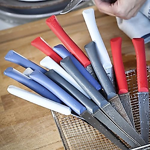 Opinel Bon Appetit + Table Knives, 4 Piece Set Steak Knives, High Carbon Steel Dinner Knives for Parties, Entertaining, or Everyday Use, Polymer Handles, Dishwasher Safe, Made in France (Lavender)