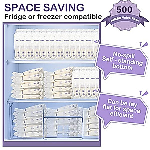 500 Count Breast Milk Storage Bags Bulk 6 Oz No Leak Milk Storing Bags Zipper Seal Breastmilk Freezer Bags Disposable Breastmilk Container for Breastfeeding Refrigeration Freezing Storage Essentials