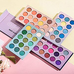 Beauty Searcher 60 Color Eyeshadow Palette, 4 in 1 Board High Pigmented Glitter Matte Eye Shadow Rotation Pearlescent Nude Makeup Palette Eyes Cosmetic
