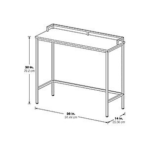 OSP Home Furnishings Brighton Console Table, Mosaic Top and White Metal Frame