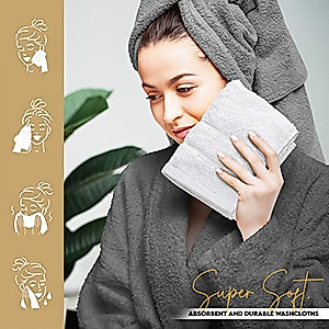 Utopia Towels - 12 Pack Viscose Luxury Wash Cloths Set (12 x 12 Inches) 100% Cotton Ring Spun, Highly Absorbent and Soft Feel Essential Washcloths for Bathroom, Face Towel, Gym and Spa (White)