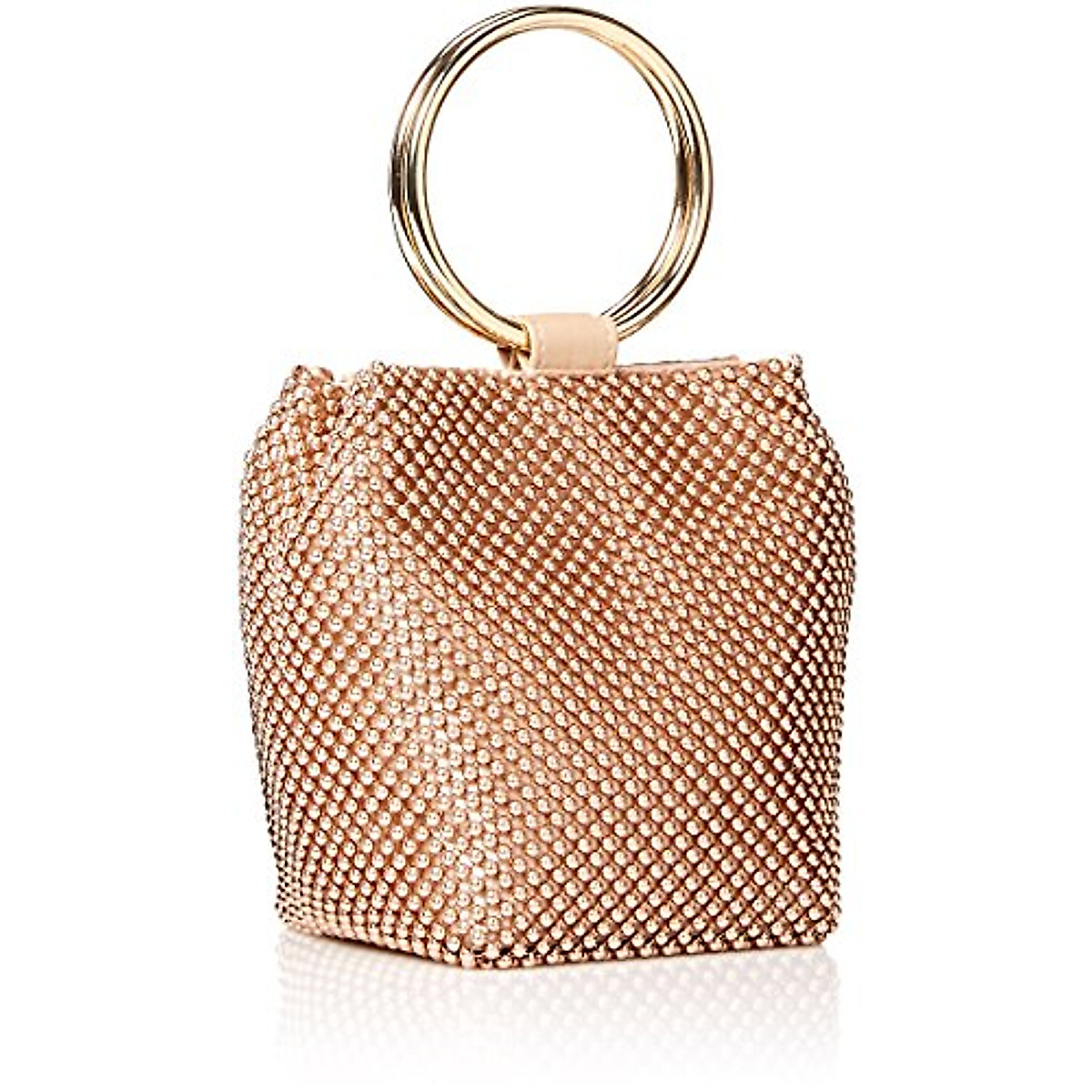 Jessica McClintock womens Jessica Mcclintock Gwen Ball Mesh Ring Wristlet Pouch Clutch Evening Bag, Rose Gold, One Size US