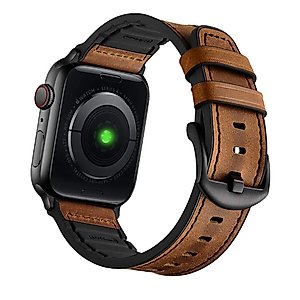 Made for Apple Watch Band 49mm 45mm 44mm 42mm, Mifa Leather Silicone Hybrid iWatch bands for Men Women, Replacement Loop Vintage Sports iWatch Strap for Series Ultra 9 8 7 6 5 SE 4 3 2 1, Brown