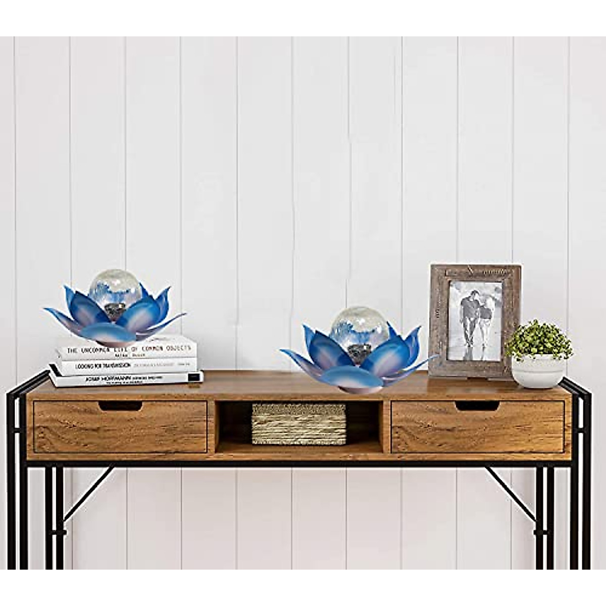 JFRISING Solar Light Outdoor Metal Glass Flower Decorative Waterproof Garden Light LED Lotus Flower Table Lamp