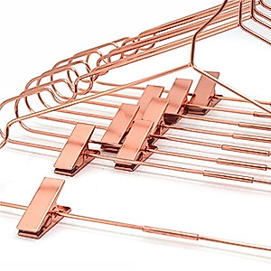 Koobay 16.5" Adult Rose Gold Metal Wire Clips Clothes Hangers, 25 Pack, Shiny Wire Clips Coat Suit Clothes Hangers Storage