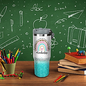 soeufnwhf Teacher Tumbler Cup, 30oz Stainless Steel Teacher Travel Coffee Mug Cup, Best Teacher Gifts for Women & Teacher Appreciation Gifts for Birthday, Appreciation Week, Back To School