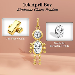 Auriga Fine Jewelry 10K Yellow Gold April Boy Birthstone Charm Pendant for Women (L- 0.79 Inch, W- 0.4 Inch)