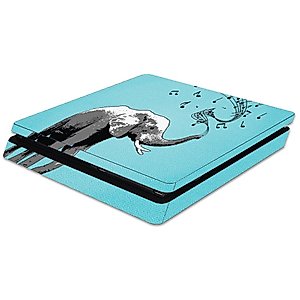 MightySkins Skin Compatible with Sony PS4 Slim Console - Musical Elephant | Protective, Durable, and Unique Vinyl Decal wrap Cover | Easy to Apply, Remove, and Change Styles | Made in The USA