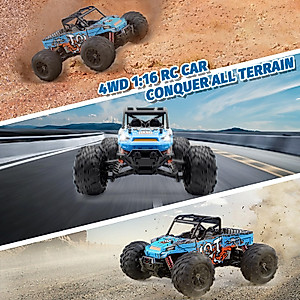 Losbenco High Speed RC Cars 40KPH for Adults, 1:16 Scale Remote Control Car, 4WD All Terrain Off-Road Monster RC Truck with Bright Headlight 2 Rechargeable Batteries for Kids and Adults