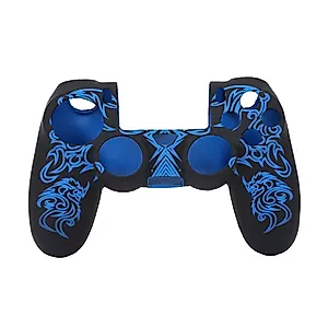 DJDK Case for ps4 Controller,Soft Silicone Case Skin Grip Shell Cover for Playstation 4 PS4 Controller(Black&Blue)