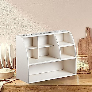 Militwo PU Leather Coffee Station Organizer, Countertop Coffee Bar Accessories Tea Bag Organizer Coffee Pods Drawer Holder and Organizer for Coffee Bar Decor, Coffee Lovers Gift White