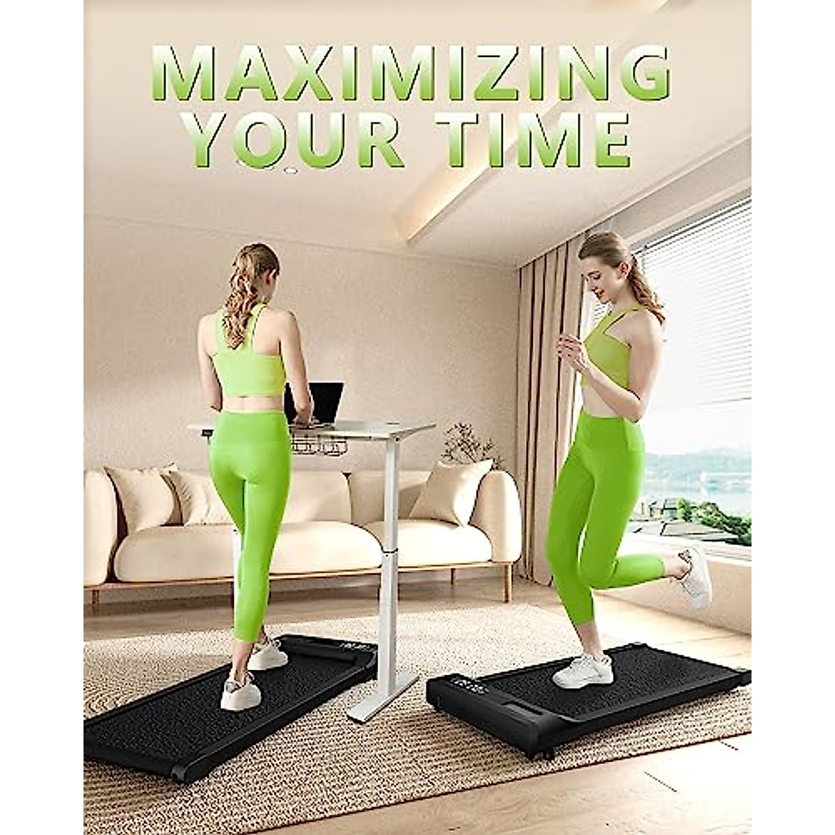 Walking Pad Treadmill, 2 in 1 Under Desk Treadmill with Remote Control, Compact Mini Treadmill in LCD Display, Installation-Free Jogging Machine for Home/Office.D1-Black…
