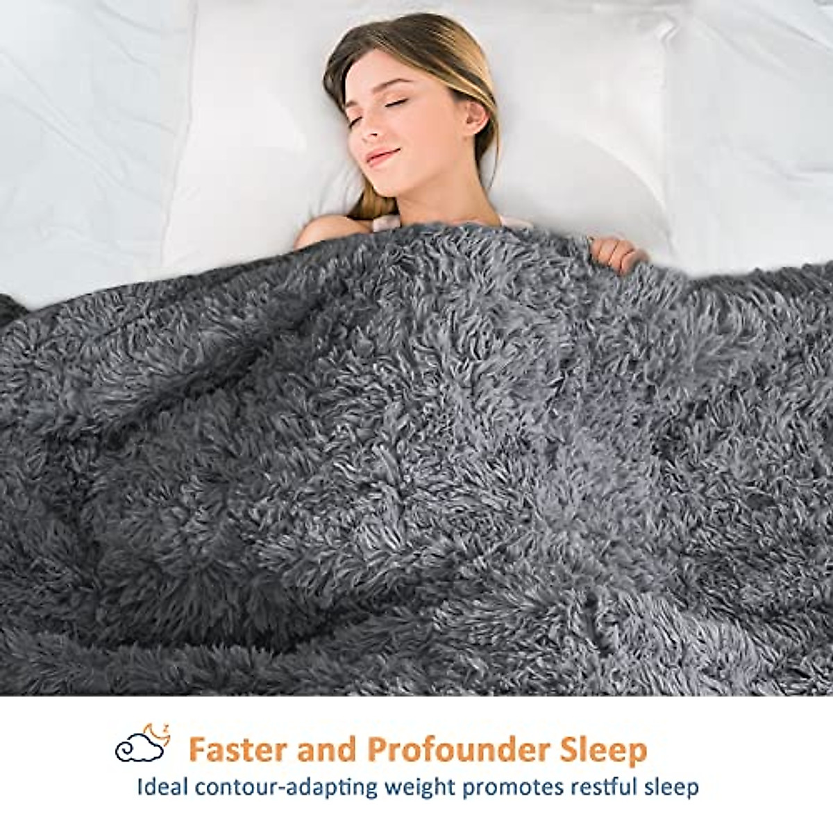Heavy Weighted Blanket 20lbs Queen Size 60x80 Inches, 20 Pounds Faux Fur Sherpa Shag Weighted Blankets, Soft Cozy Fluffy Shaggy Warm Luxurious Hug Blanket Throw for Fast Deep Sleep, Grey
