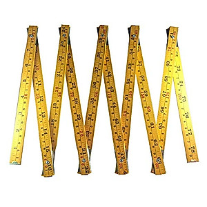 Binzer Folding Wooden Stick Ruler, Inch & Metric (6-foot-6-inch/2-Meter When Straight), Carpenters/General Use
