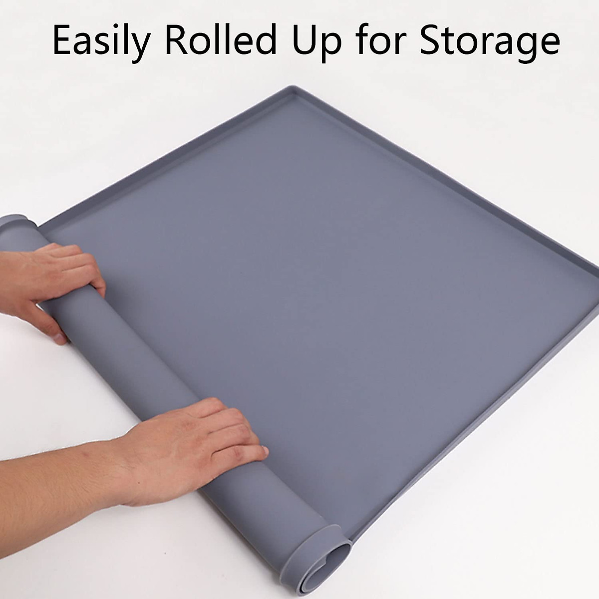 Under Sink Mat, 34"x22" Silicone Under Sink Mat for Kitchen, High Capacity Waterproof Under Bathroom Sink Mat, Side Water Leakage More Convenient