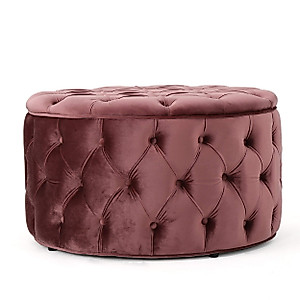 Christopher Knight Home Zelfa Velvet Ottoman, Blush