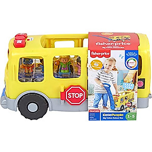 Fisher-Price Little People Toddler Learning Toy Big Yellow School Bus with Lights Sounds & Smart Stages, 4 Figures, Ages 1+ Years