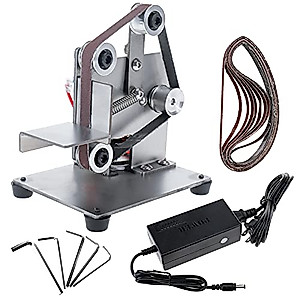 LuckyHigh Electric Belt Sander Mini Grinding Machine Electric Knife Apex Edge Sharpener Small Polishing Machine with 10pcs Sand Belts