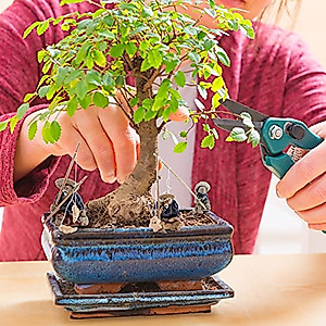 YARNOW 3Pcs Mini Fisherman Figurines Ceramics Chinese Mudman Sitting Fishing Garden Statue Ornament for Fish Tank Micro Landscape Bonsai Fairy Garden Decorations,3.5x3cm