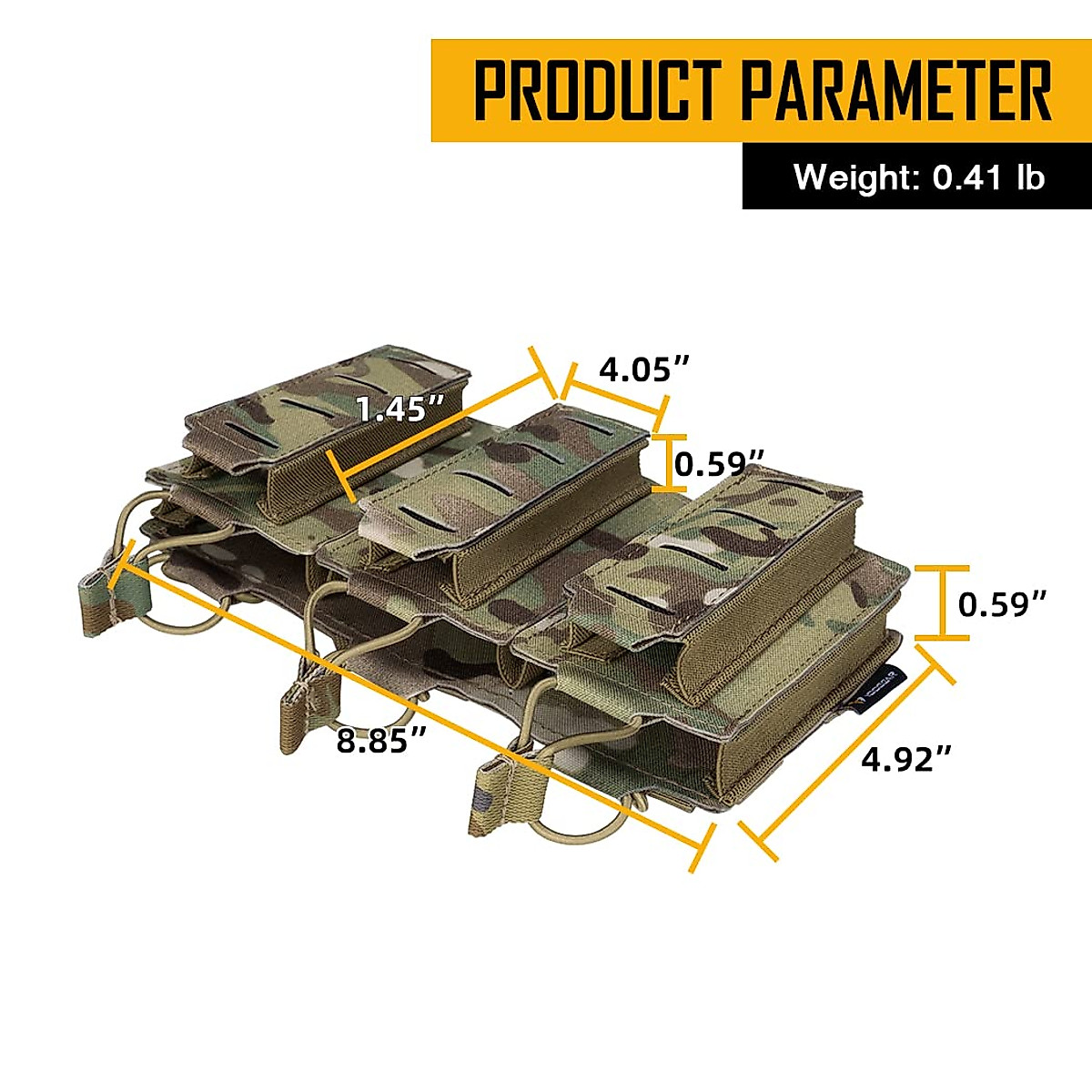IDOGEAR Triple Mag Pouches Kangaroo Magazine Pouch for 9mm Pistol Magazines and 5.56mm Rifle Magazines Universal MOLLE Tactical Pouches Elastic Adjustable (camo)