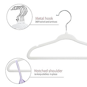 ManGotree Childrens Velvet Clothes Hangers, Baby Kids Hangers for Clothes Space Saving Non-Slip 15Pack (White)