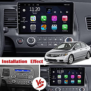 Binize Android 10 Car Stereo Compatible with CarPlay&Android Auto,10 Inch Touch Screen Car Radio Support Bluetooth,GPS Navigation,FM&AM,RDS,DSP,SWC for Honda Civic 2006-2011+Backup Camera
