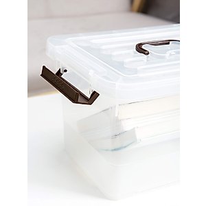 YYXB 4 Pack-Plastic Storage Bins with Lids and Handle, Clear Plastic Latching Box for Storage, Stackable Storage Containers for Organizing, Multi-Purpose, 6 Quart