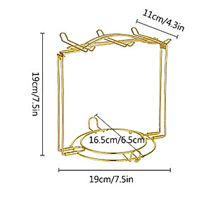 SJORHNUS Tea Cups Holder,Gold Metal Coffee Cup Tea Cups Rack,Foldable Organizer for Coffee Cup Spoon and Saucers