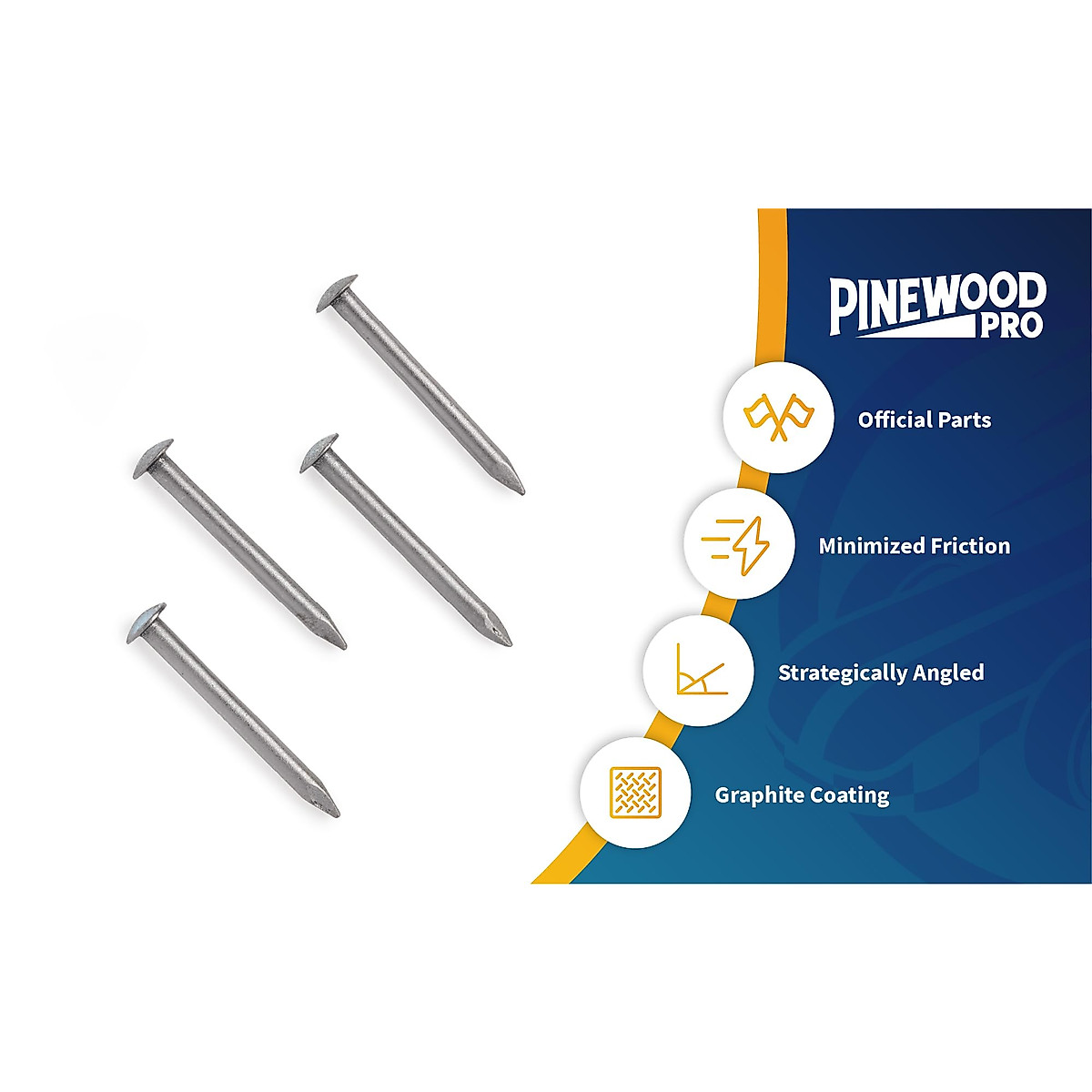 Pinewood Pro Pine Derby Axles - Polished and Graphite Coated Axles from The Official Derby Kit (Set of 4)